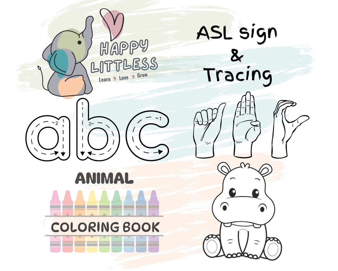Abc + Sign Toddler Coloring Book, American Sign Language, Alphabet ...