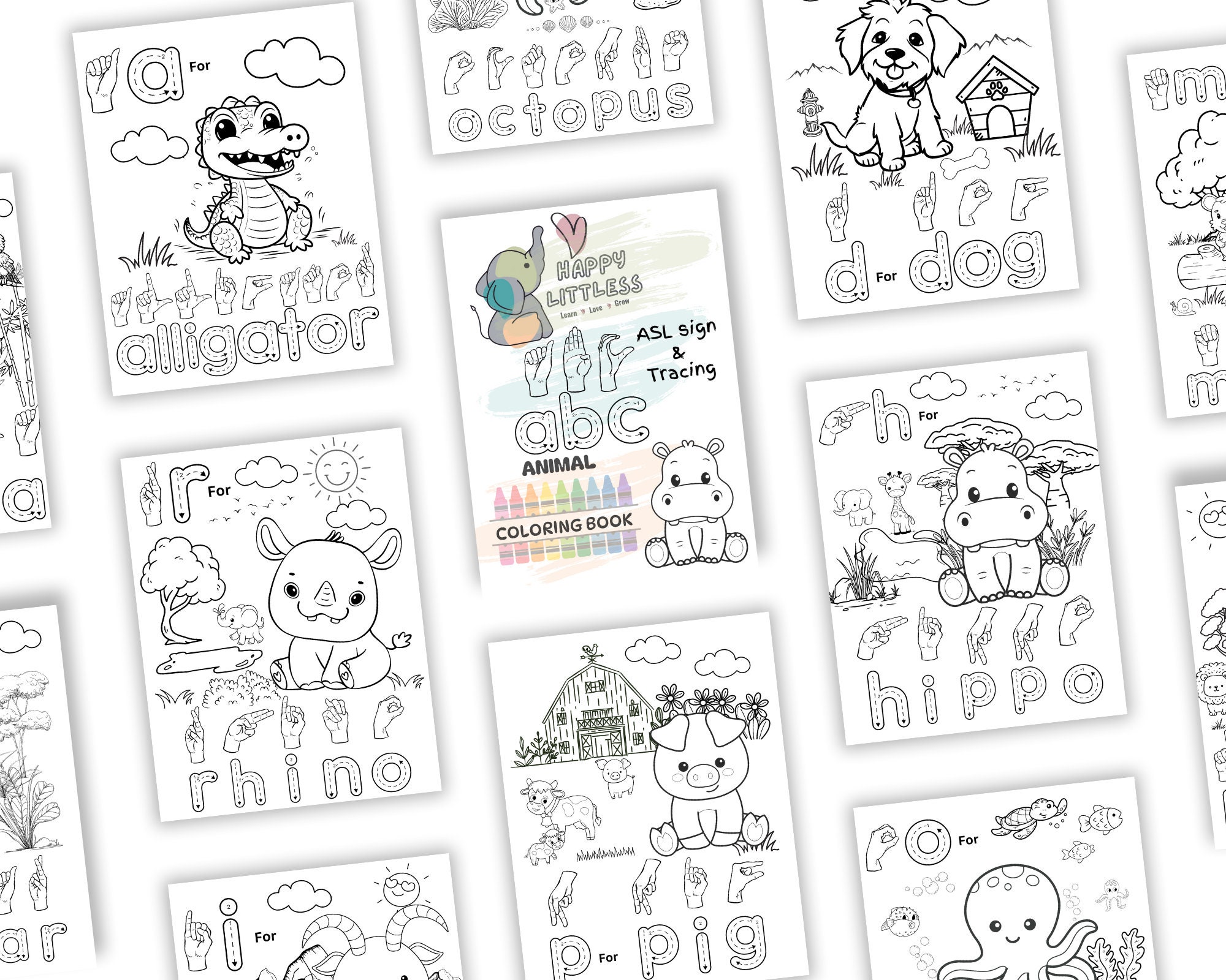 Abc + Sign Toddler Coloring Book, American Sign Language, Alphabet ...