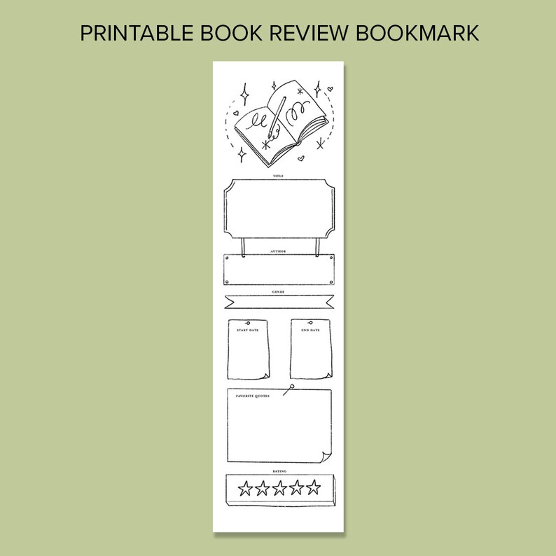Printable Review Bookmark, Book Review Template, Digital Bookmark Svg ...