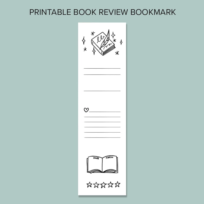 Printable Review Bookmark, Book Review Template, Digital Bookmark Svg ...