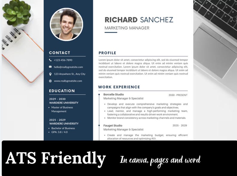 Ats-friendly Resume Template | Instant Download | - Etsy