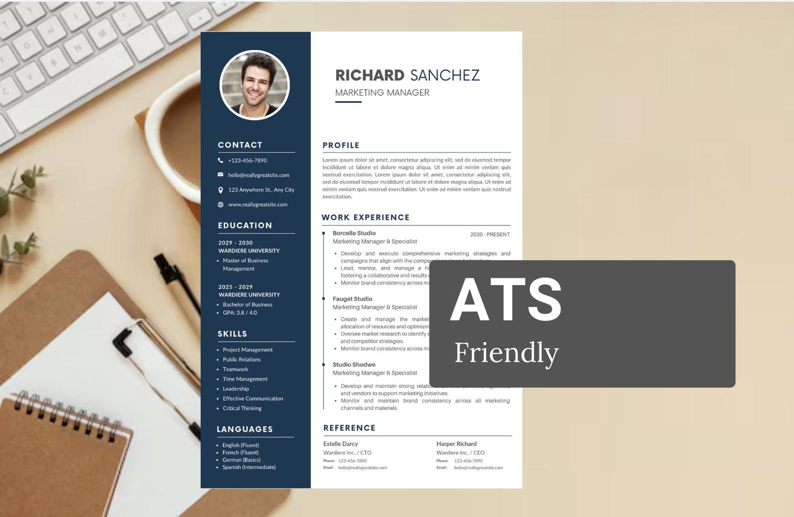 Ats-friendly Resume Template | Instant Download | - Etsy