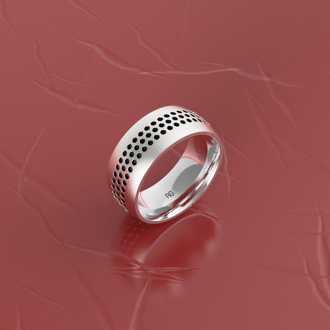 Elegantly Crafted Matte Silver Ring With Oxidized Silver Details ...