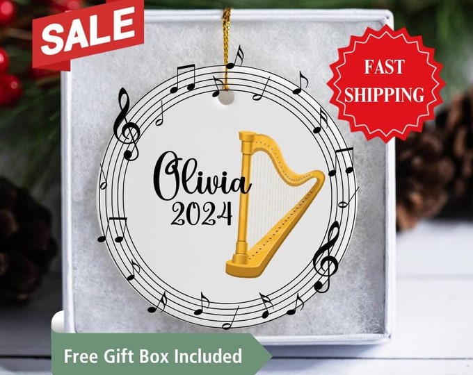 Harp Ornament, Classical Harp Ornament, Harpist Gift, Gift for Harp ...