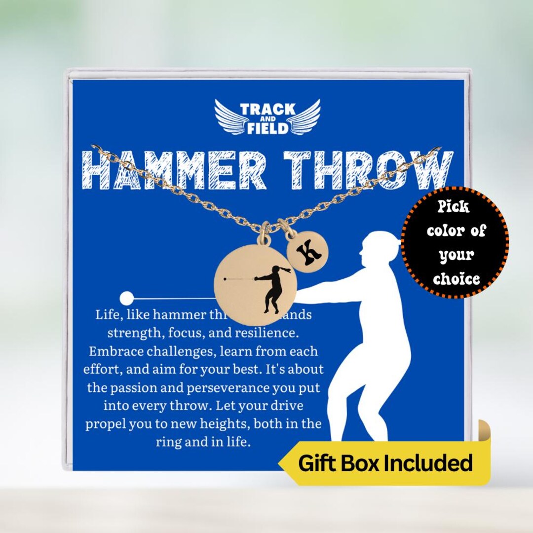 Personalized Hammer Throw Track & Field Initial Necklace, Track and ...