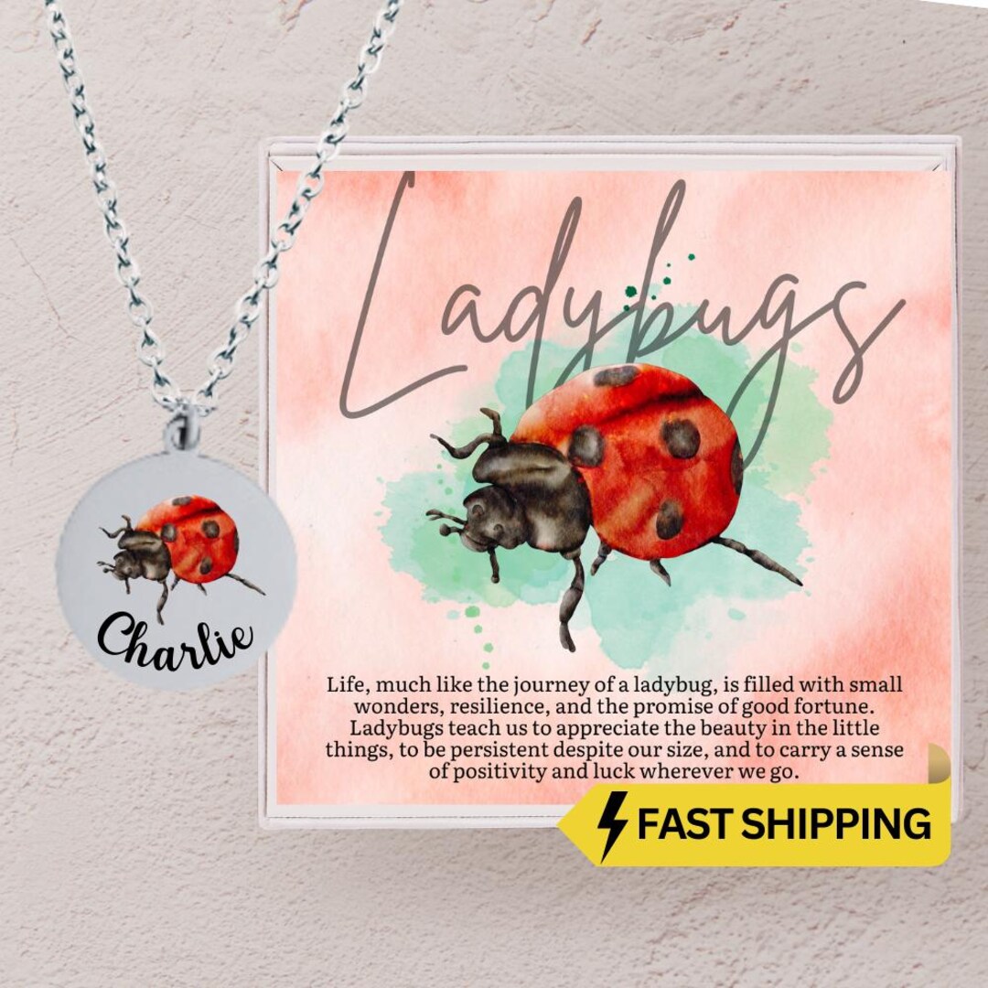 Lady Bugs Necklace for Girls, Personalized Lady Bugs Pendant With ...