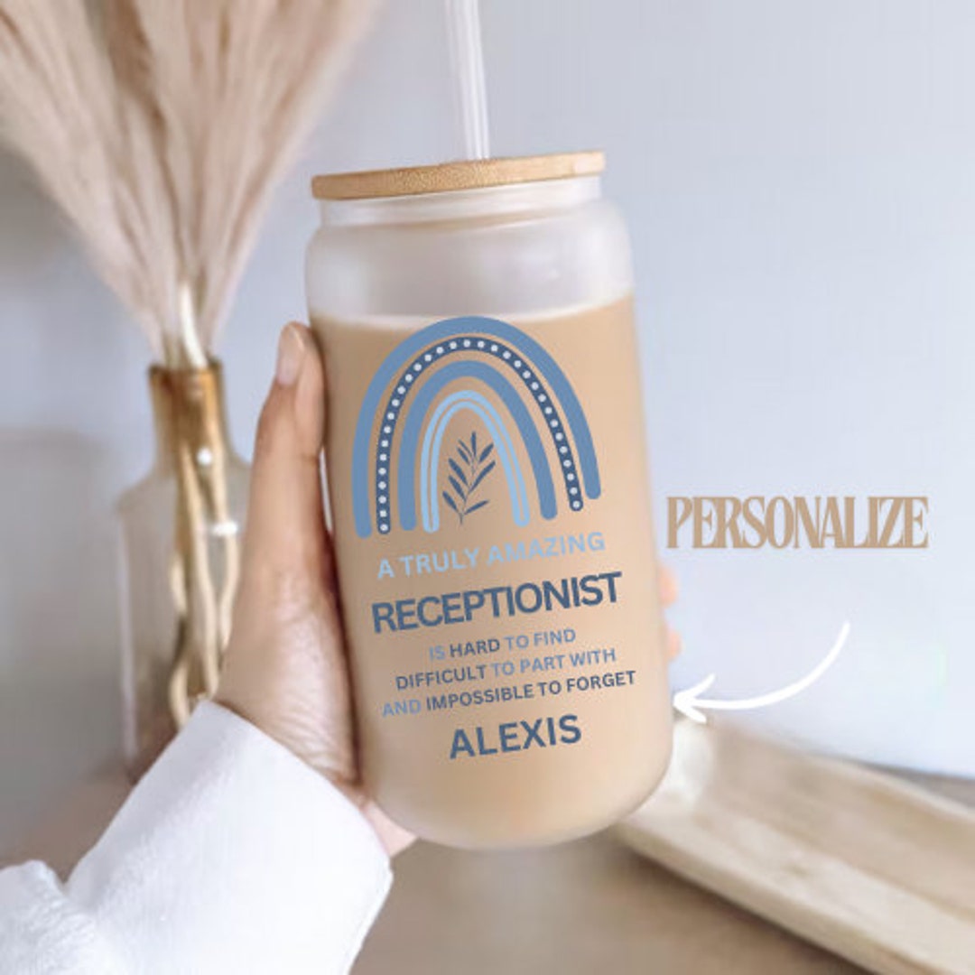 Receptionist 16oz Iced Coffee Cup Personalized Receptionist Gift, Cold ...