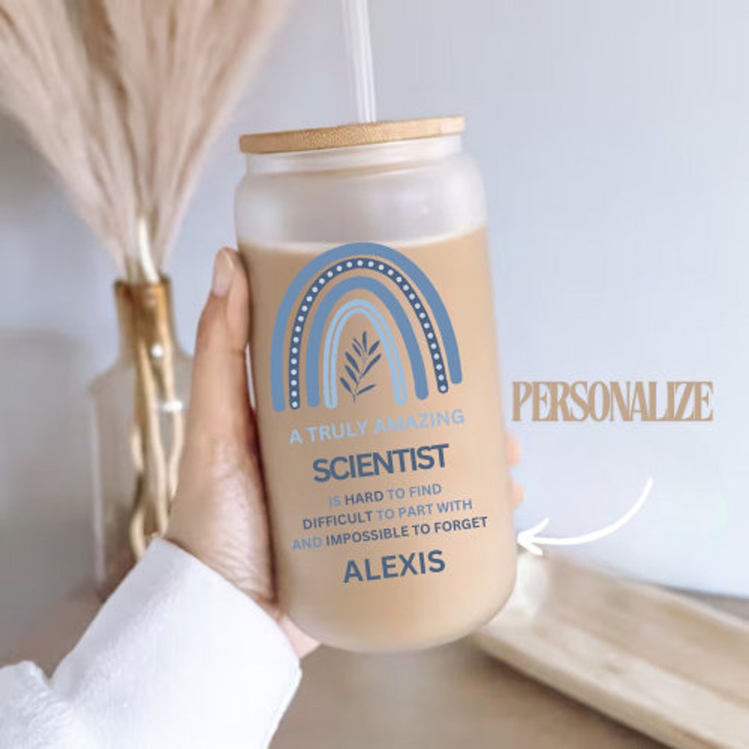 Scientist 16oz Iced Coffee Cup Personalized Scientist Gift, Cold Drink ...