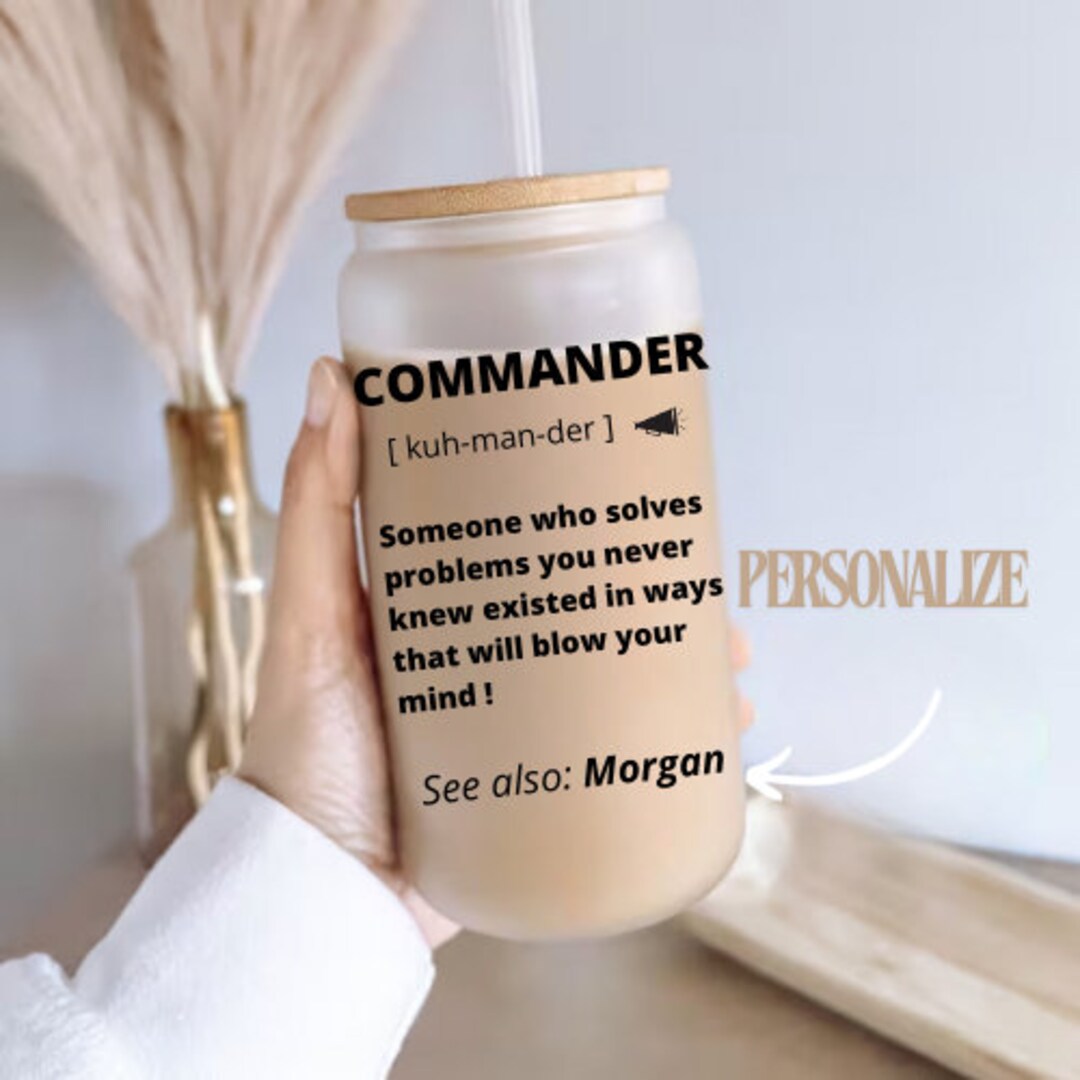Commander 16oz Iced Coffee Cup Personalized Commander Gift, Cold Drink ...