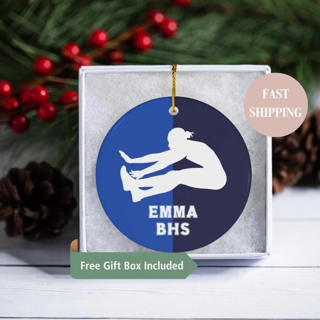 Long Jump Ornament, Personalized Girls Track & Field Christmas Ornament ...