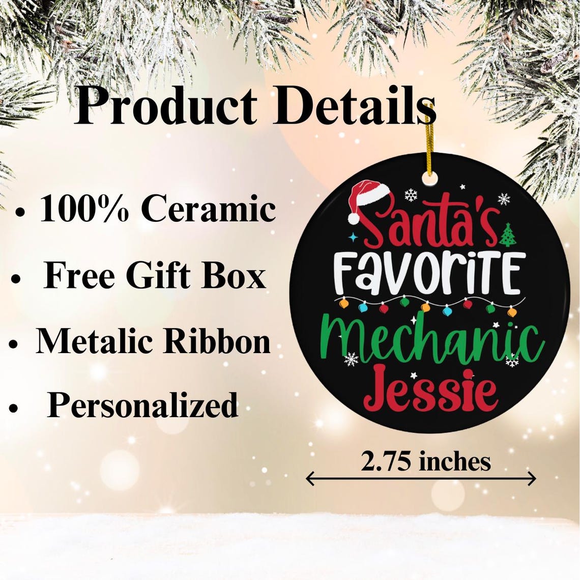 Mechanic Gift, Personalized Santa's Favorite Mechanic Christmas ...