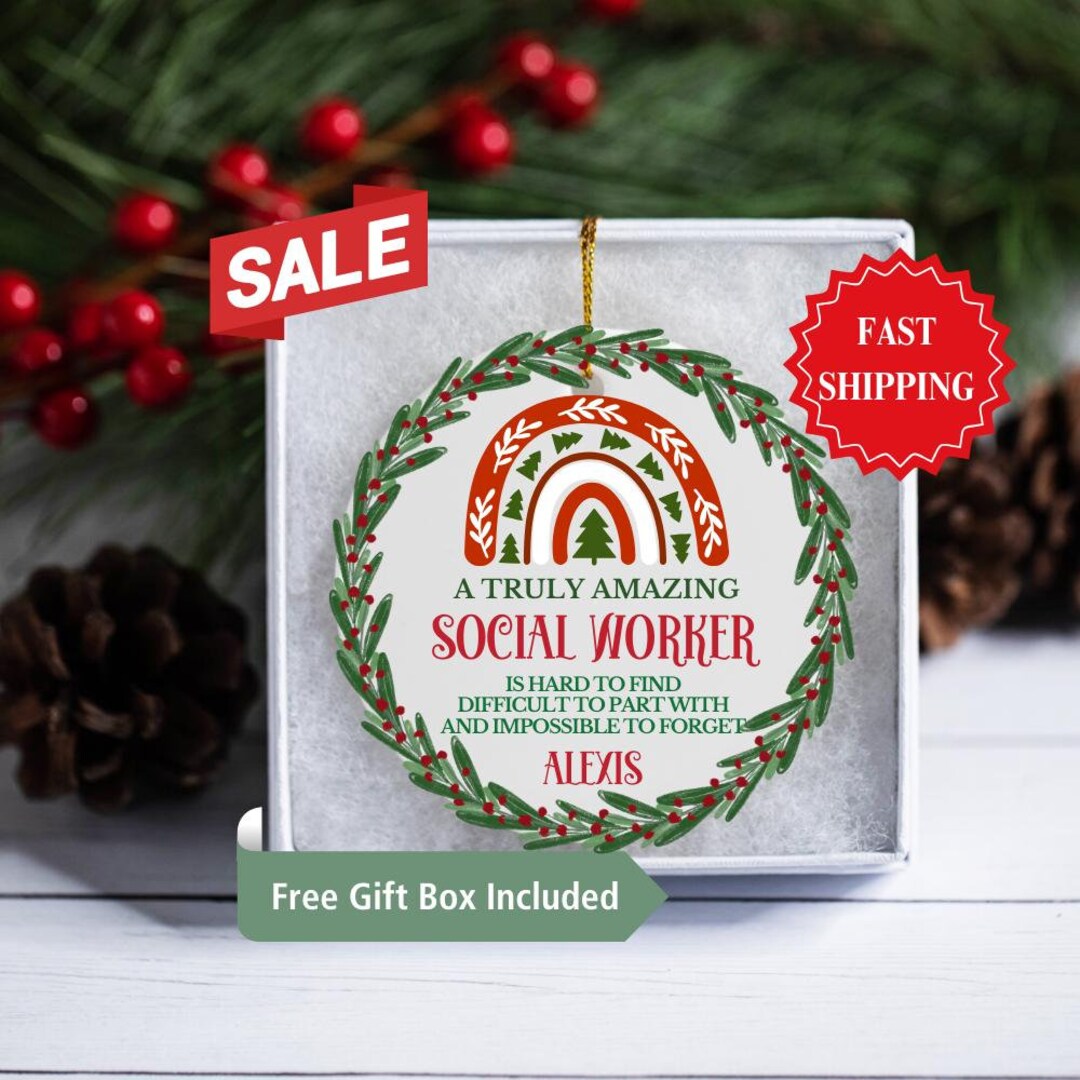 Social Worker Ornament, Personalized Social Worker Ceramic Ornament ...