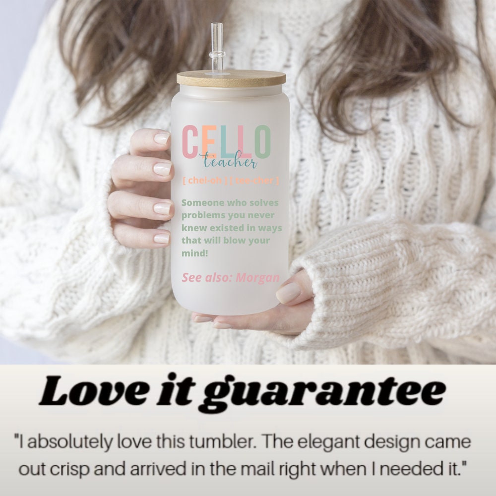 Cello Teacher 16oz Iced Coffee Cup Personalized Cello Teacher Gift ...