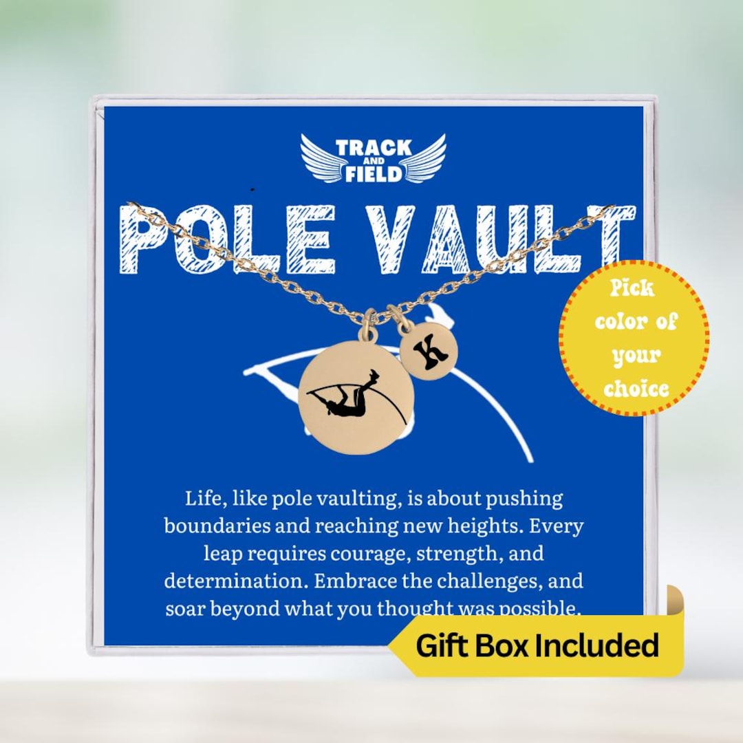 Personalized Pole Vault Gift, Track & Field Initial Necklace, Pole ...