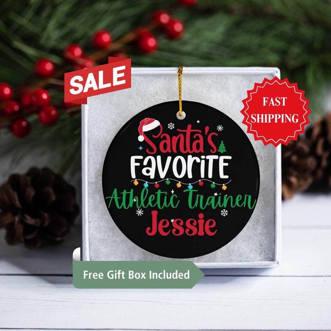 Athletic Trainer Gift, Personalized Santa's Favorite Athletic Trainer ...