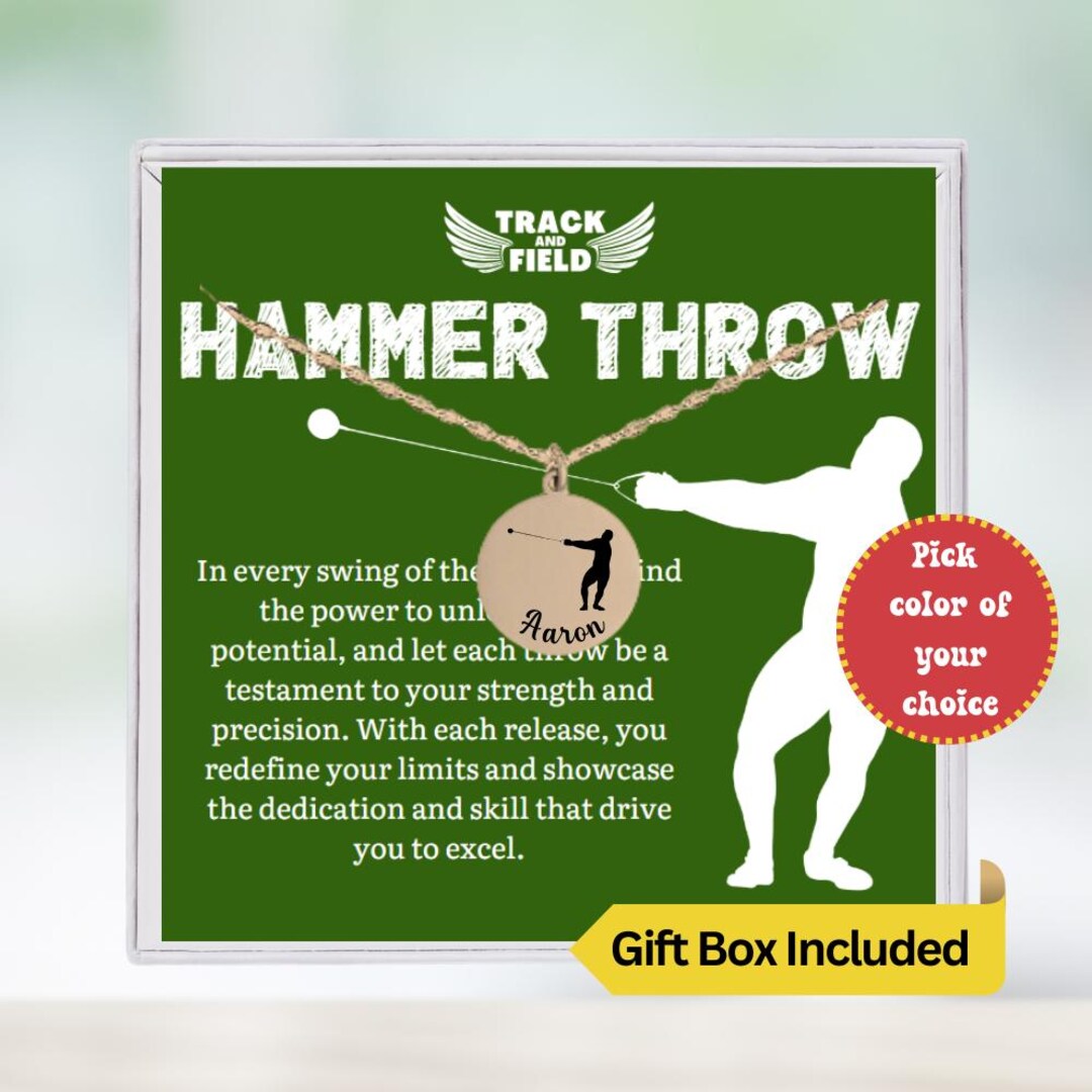 Personalized Hammer Throw Track & Field Name Necklace for Men, Track ...