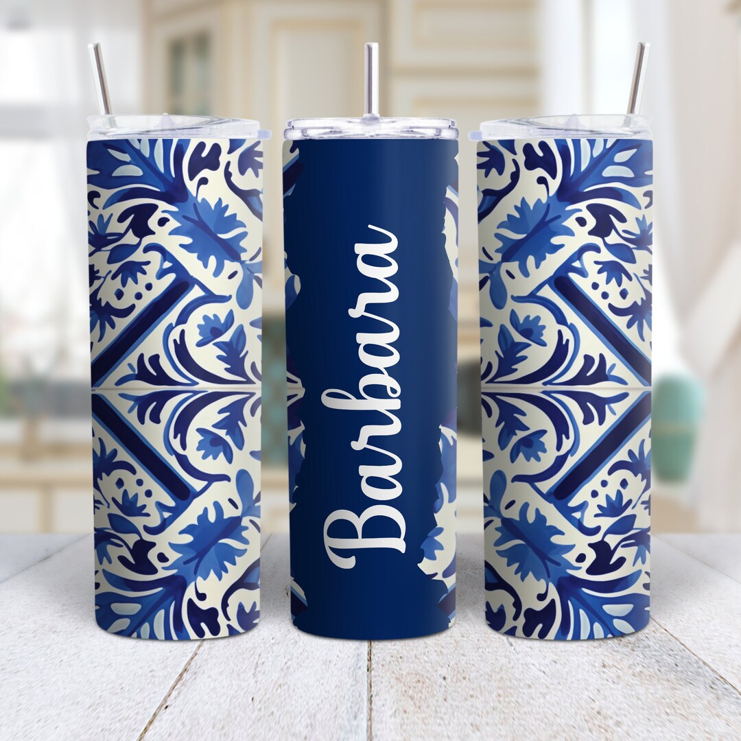 Personalized Azulejos Tumbler Gift With Name, 20oz Water Bottle for ...