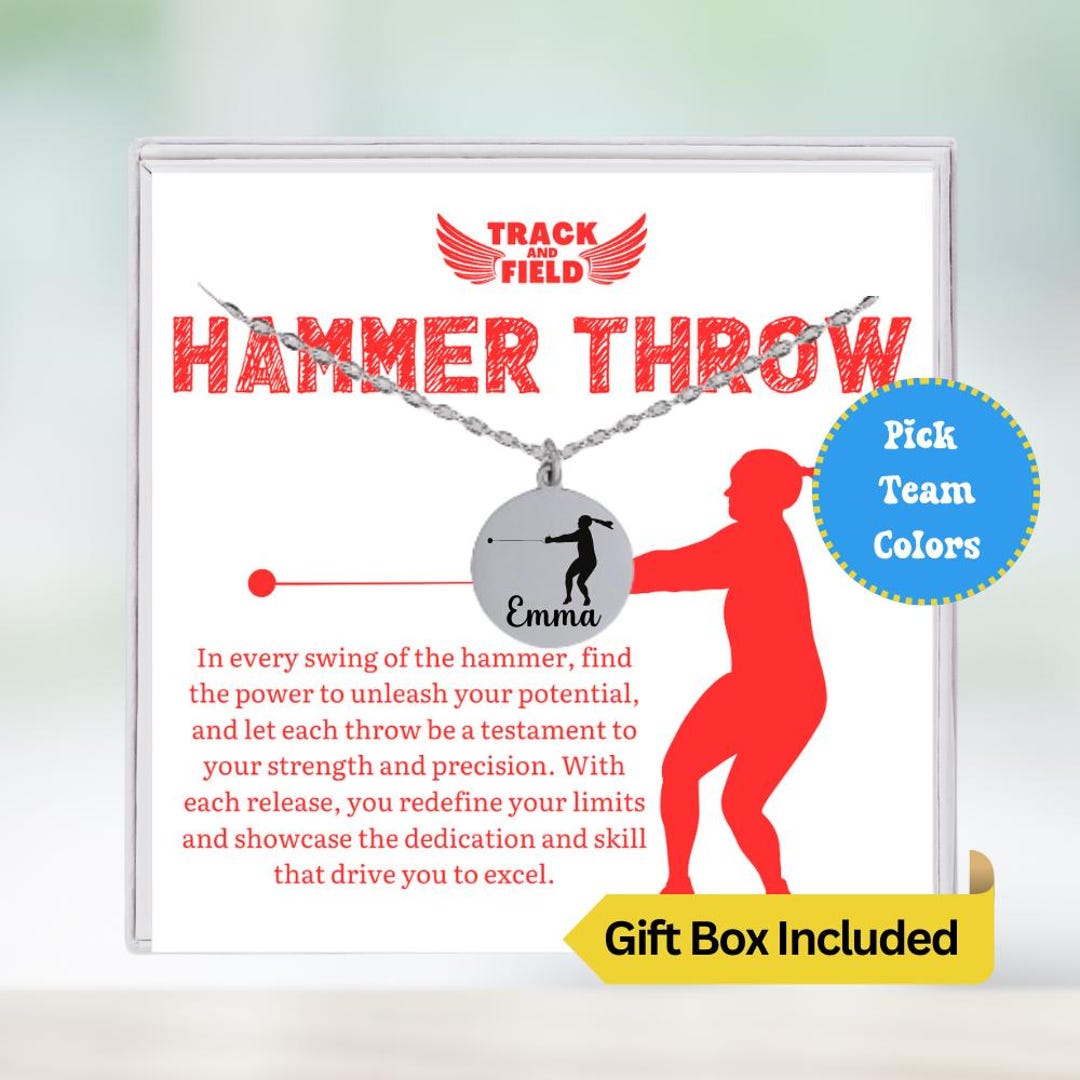 Personalized Hammer Throw Track & Field Name Necklace, Track and Field ...