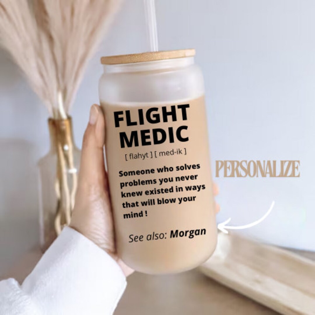 Flight Medic 16oz Iced Coffee Cup Personalized Flight Medic Gift, Cold ...
