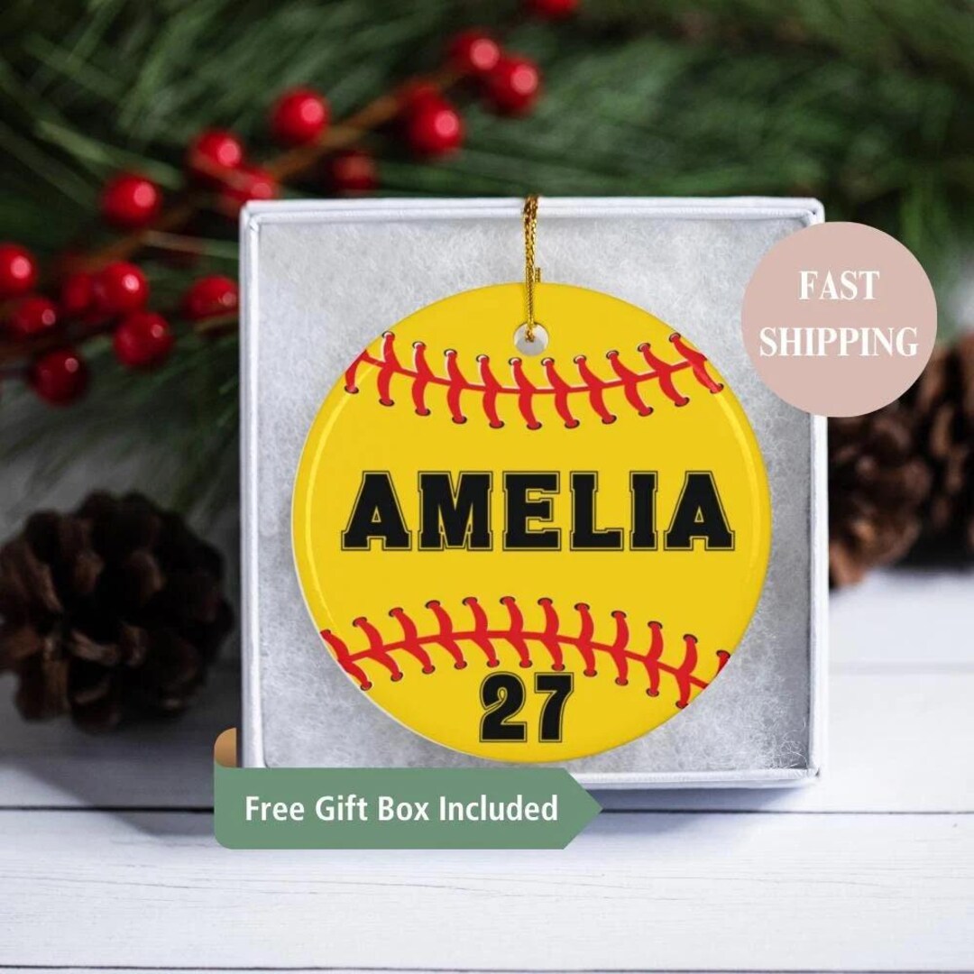 Softball Ornament 2025, Personalized Softball Player Christmas Ornament ...