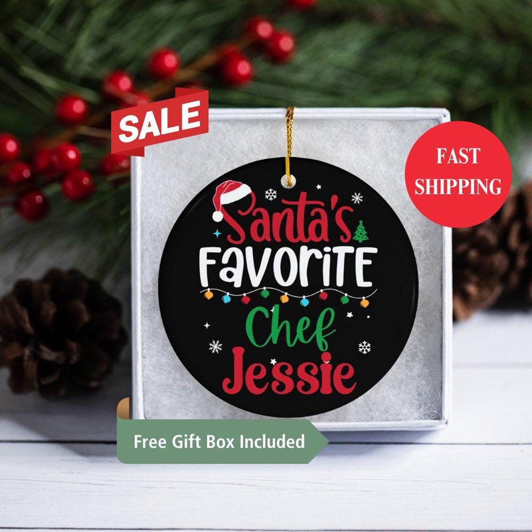 Chef Gift, Personalized Santa's Favorite Chef Christmas Ornaments ...