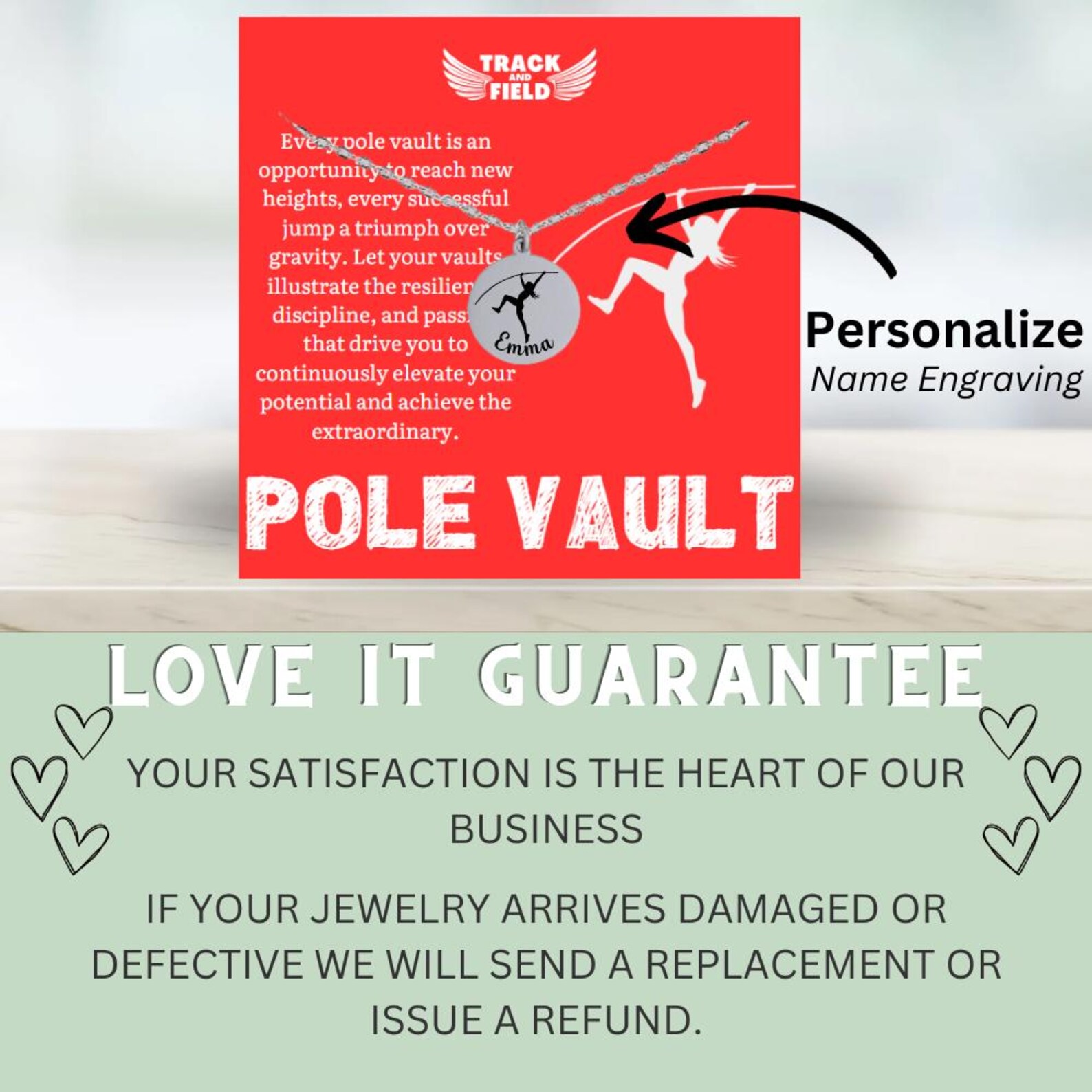 Personalized Pole Vault Track & Field Gifts, Girls Pole Vault Necklace ...