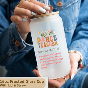 Dance Teacher 16oz Iced Coffee Cup Personalized Dance Teacher Gift ...