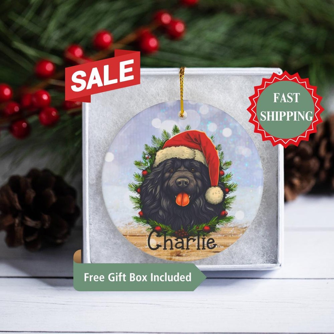 Newfoundland Gift, Personalized Dog Christmas Ornaments, Custom Name ...