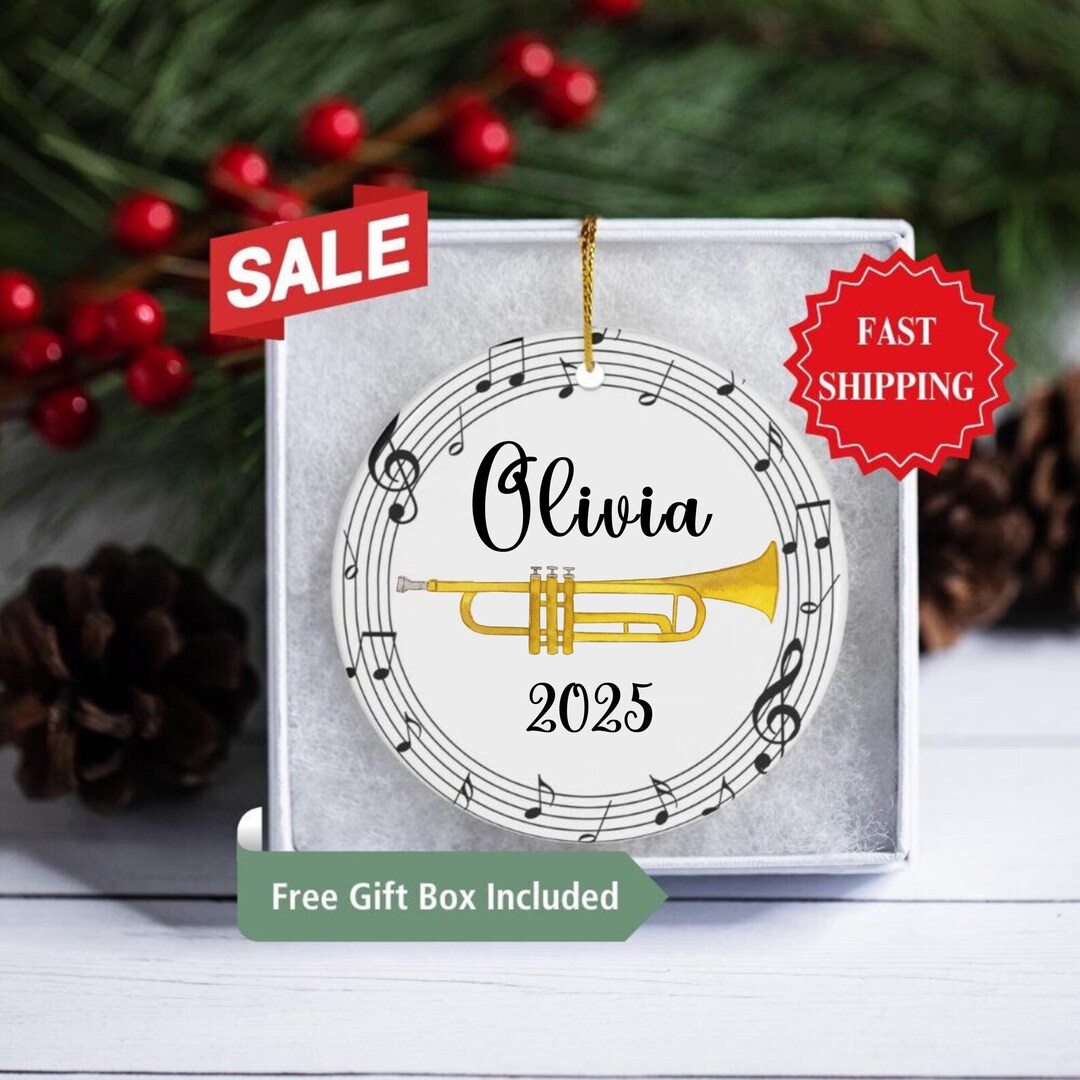 Trumpet Ornament, Personalized Trumpet Player Ceramic Ornament Gift ...