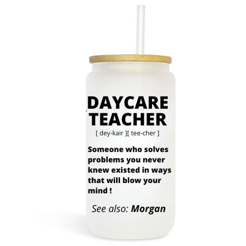 Daycare Teacher 16oz Iced Coffee Cup Personalized Daycare Teacher Gift ...