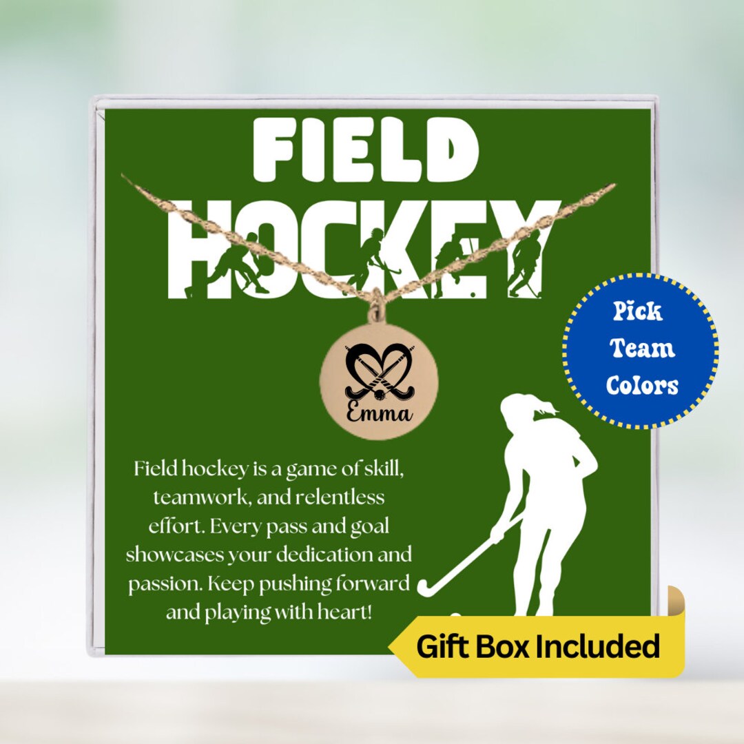 Personalized Field Hockey With Name Charm Necklace, Field Hockey Player ...