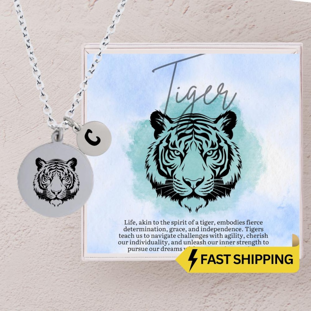 Tiger Necklace for Girls, Personalized Tiger Pendant With Inspirational ...