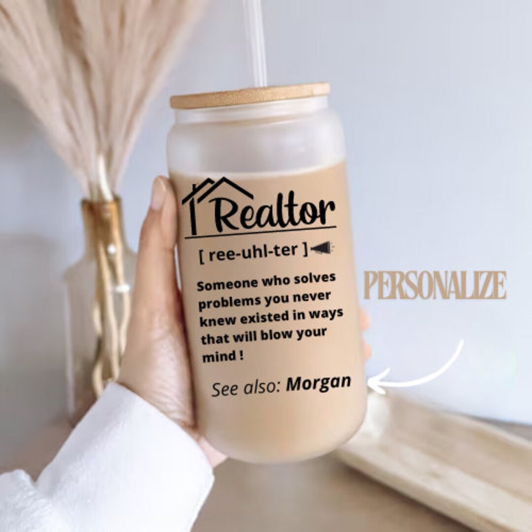 Realtor 16oz Iced Coffee Cup Personalized Realtor Gift, Cold Drink Cup ...