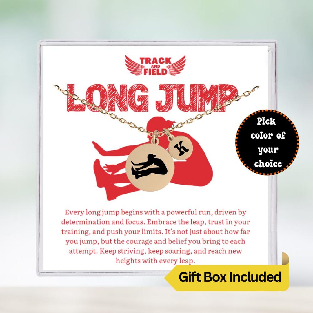 Personalized Long Jump Track & Field Initial Necklace, Track and Field ...