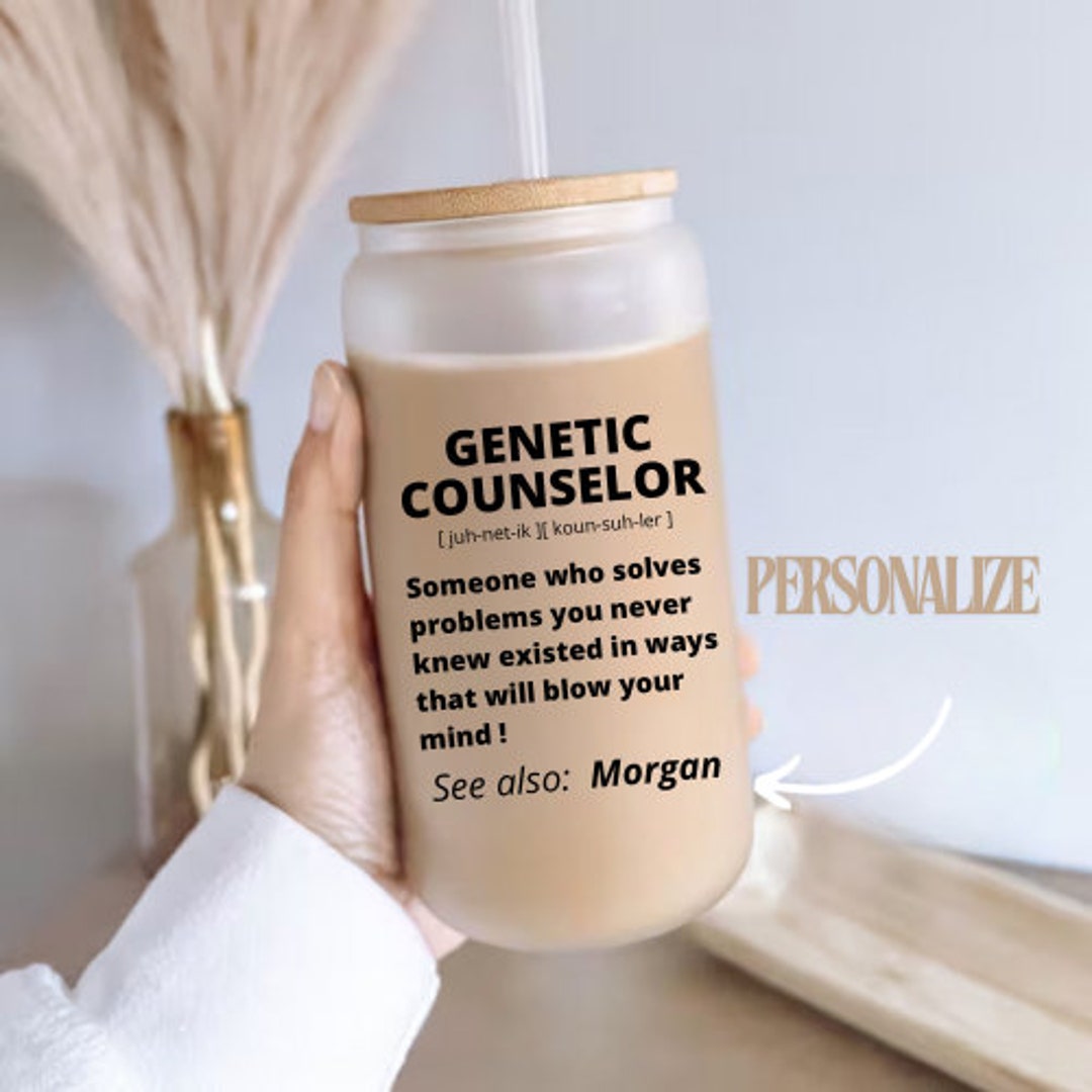 Genetic Counselor 16oz Iced Coffee Cup Personalized Genetic Counselor ...