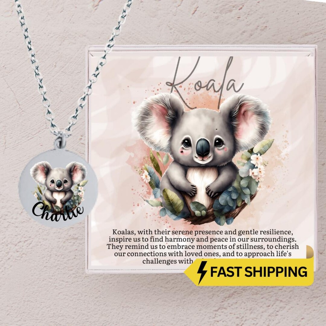 Koala Necklace for Girls, Personalized Koala Pendant With Inspirational ...
