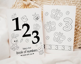 123 Coloring Book Numbers Coloring Pages Counting Animals Baby Shower ...