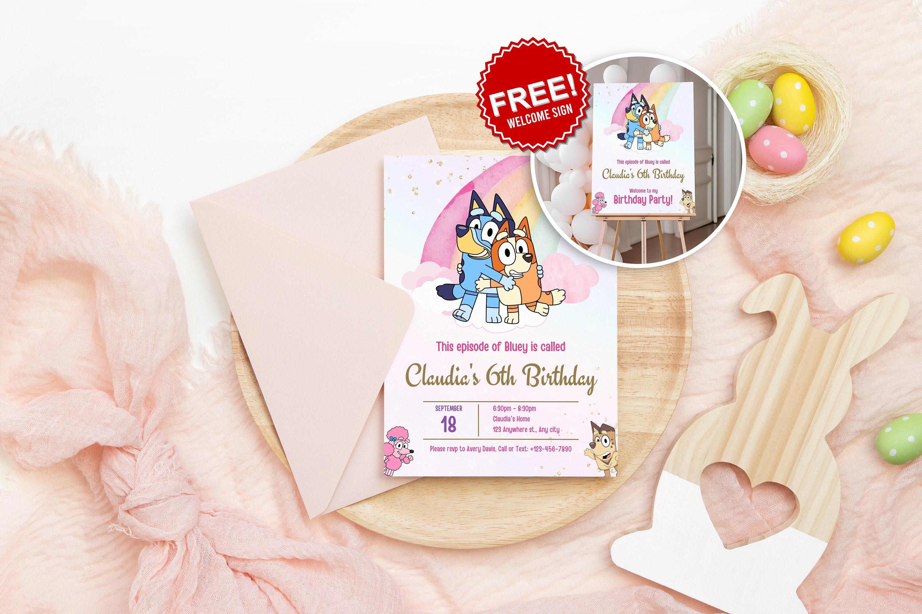 Girl Bluey Birthday Invitation Template Bluey Invitation Digital Bluey ...