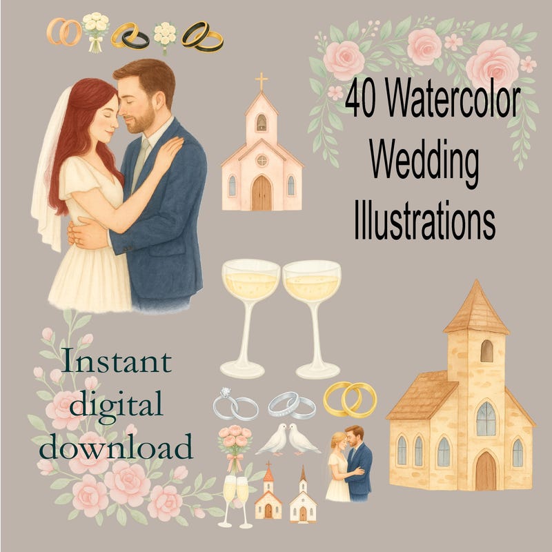 Watercolor Church Icon - Etsy