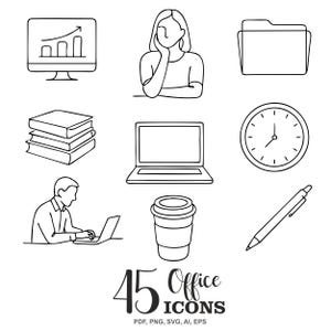 45 Minimalist Hand Drawn Icons| One Line Business Icons | Corporate ...