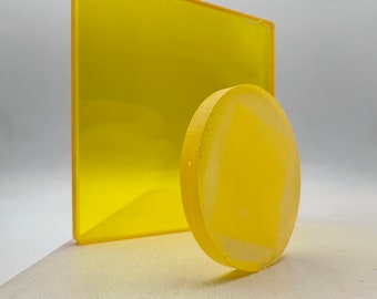 Round Shape Yellow Optic Glass - GLOWS Orange Under UV Light, Vibrant ...