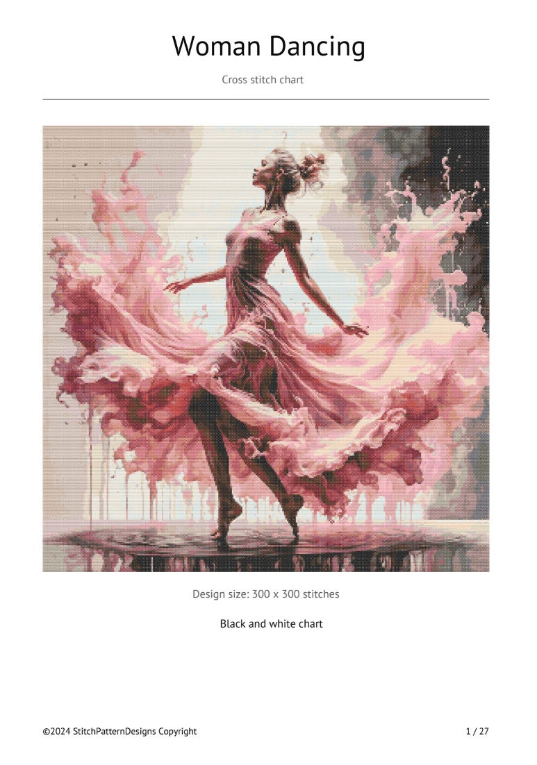 Woman Dancing Cross Stitch Chart, Instant PDF Download, Beautiful ...
