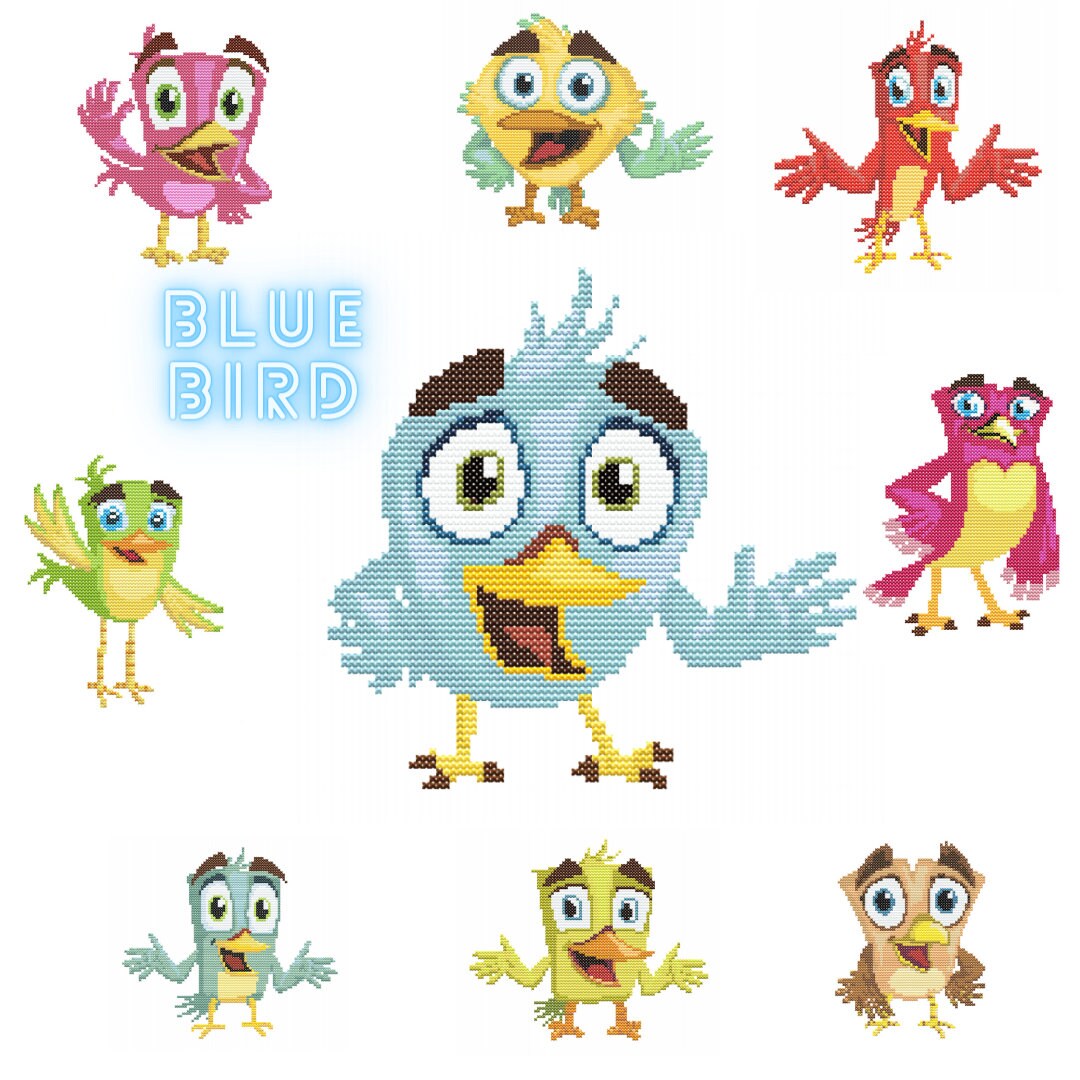 Blue Bird Cross Stitch Pattern, Instant PDF Download, Bird Series ...