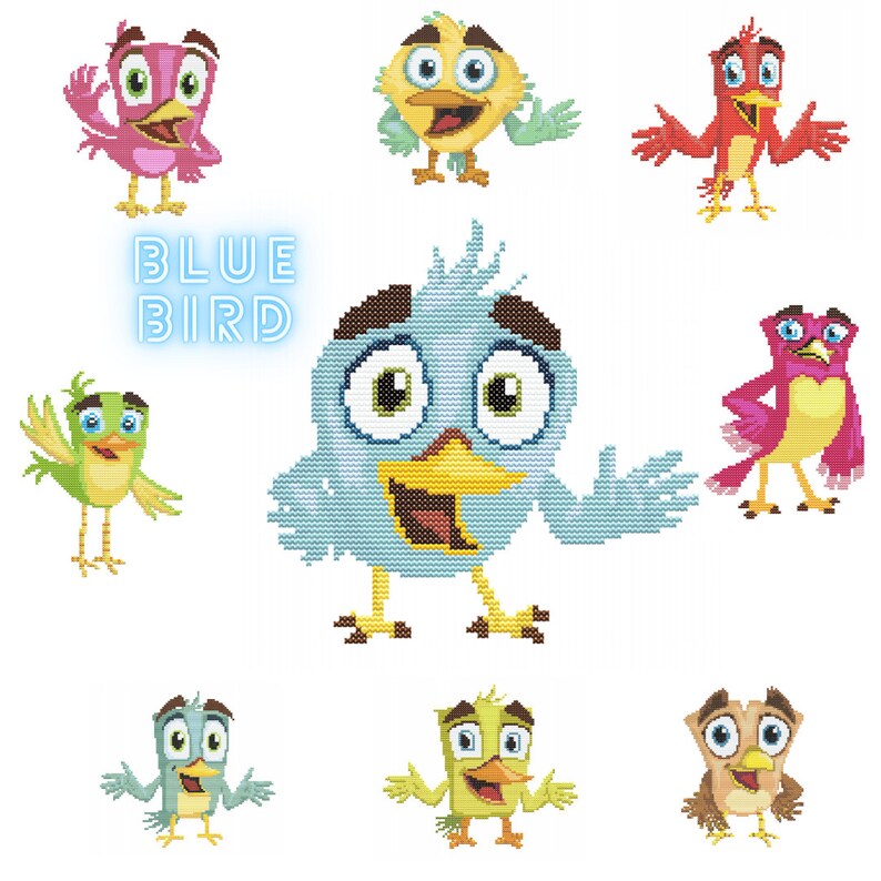 Blue Bird Cross Stitch Pattern, Instant PDF Download, Bird Series ...