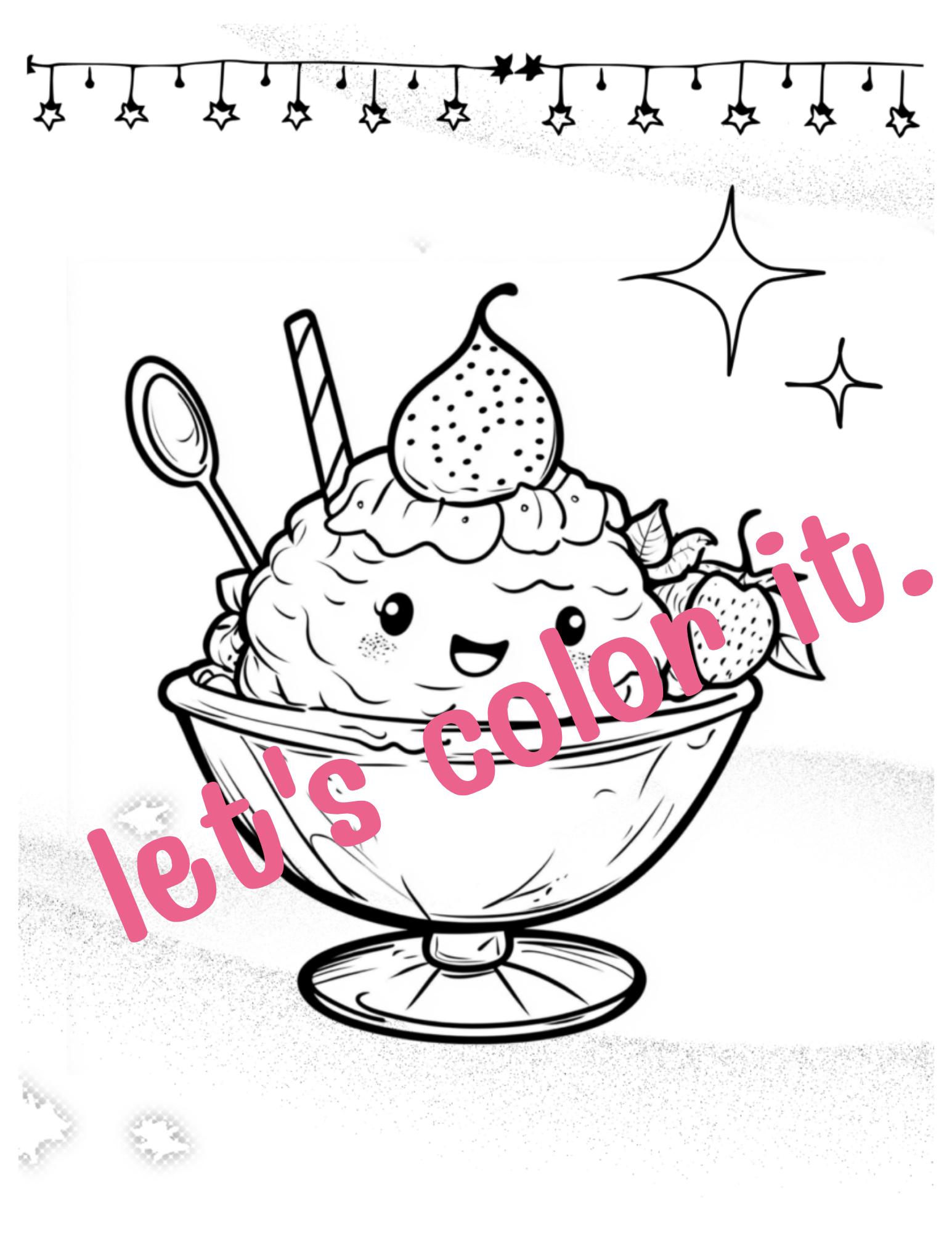 25 Desserts Coloring Book for Kids and Adults,sweet Treats to Color and ...