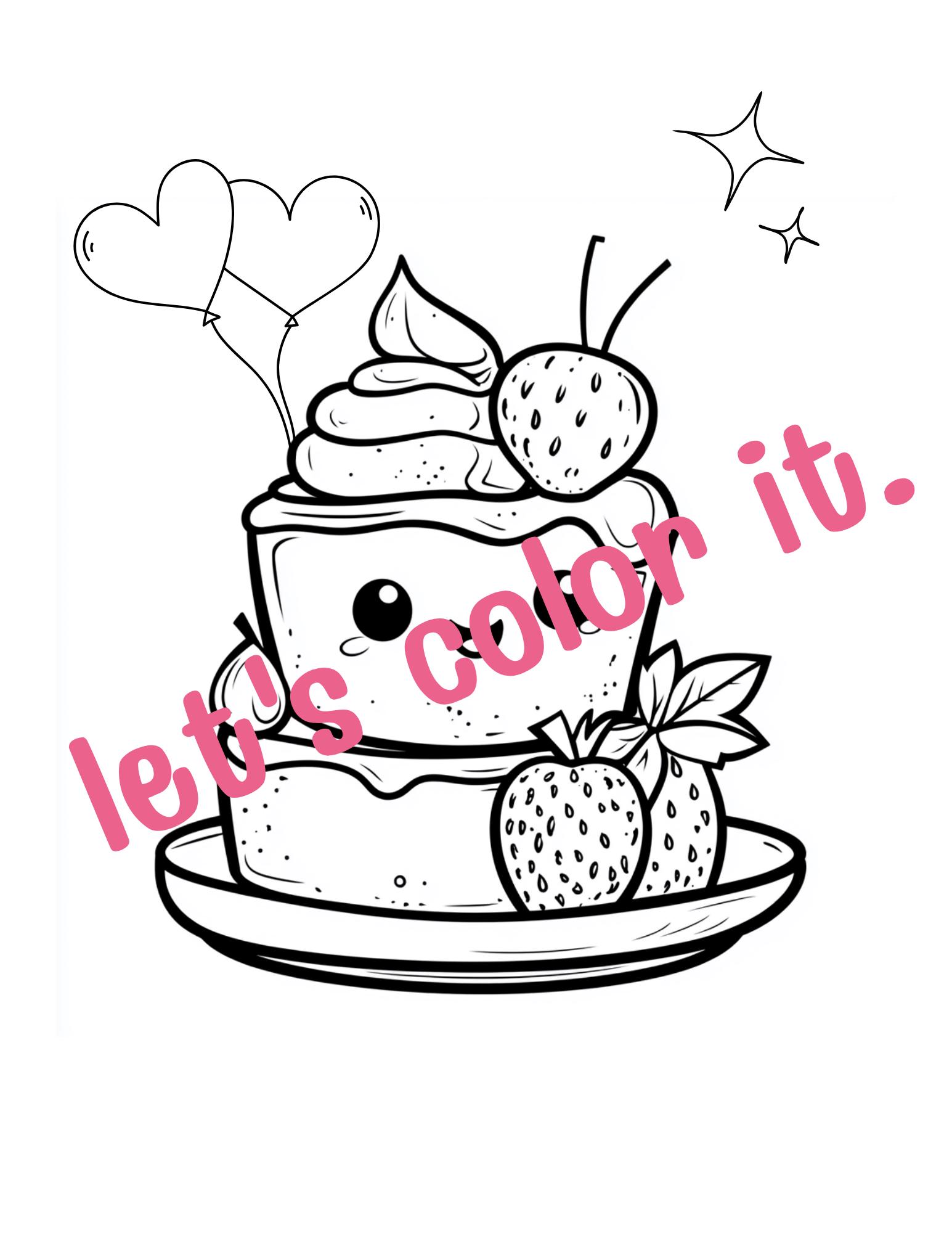 25 Desserts Coloring Book for Kids and Adults,sweet Treats to Color and ...