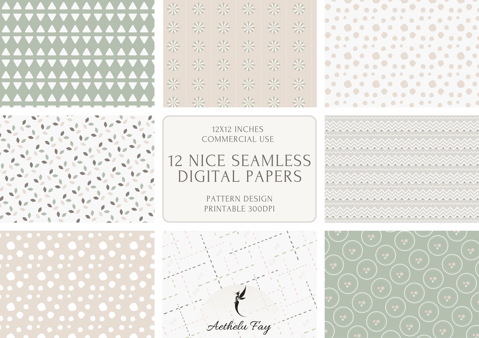12 Nice Seamless Digital Paper Set Printable Scrapbook Papers Patterns ...