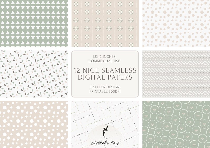 12 Nice Seamless Digital Paper Set Printable Scrapbook Papers Patterns ...