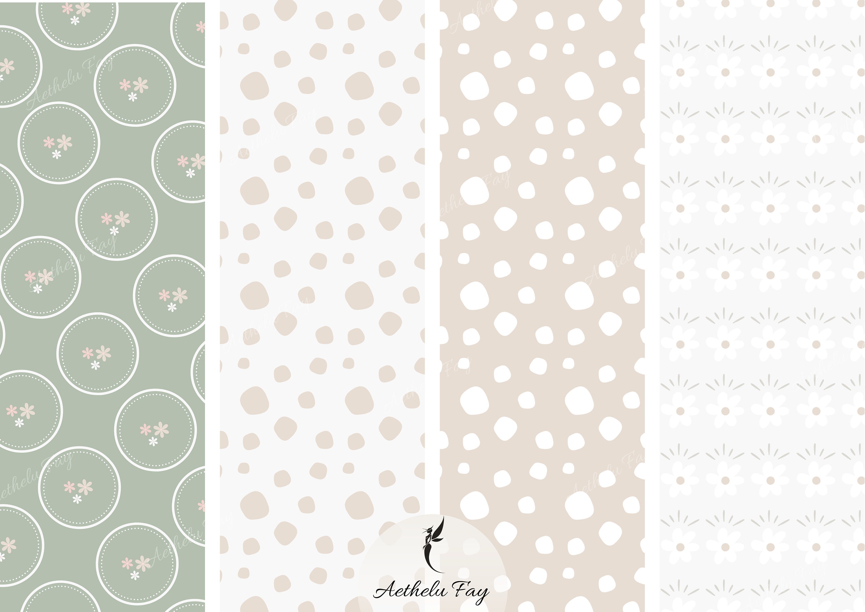 12 Nice Seamless Digital Paper Set Printable Scrapbook Papers Patterns ...