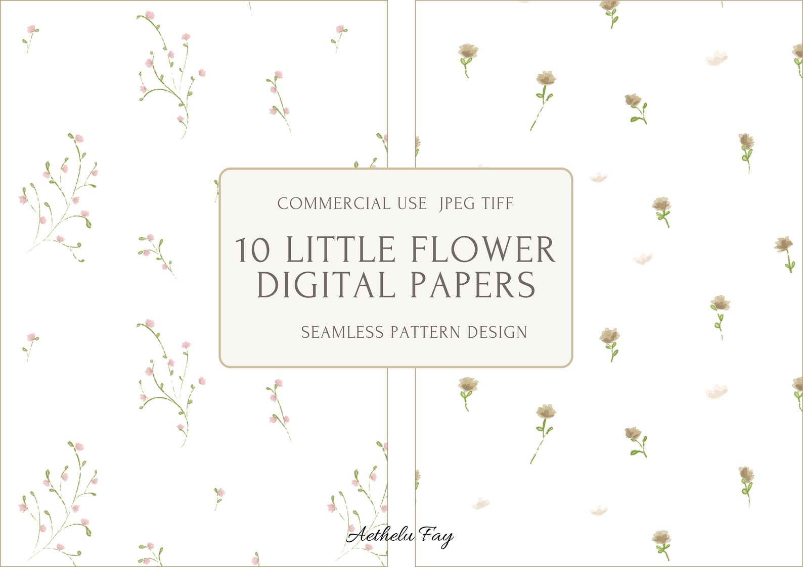 10 Little Flower Seamless Digital Paper Set Printable Papers Patterns ...